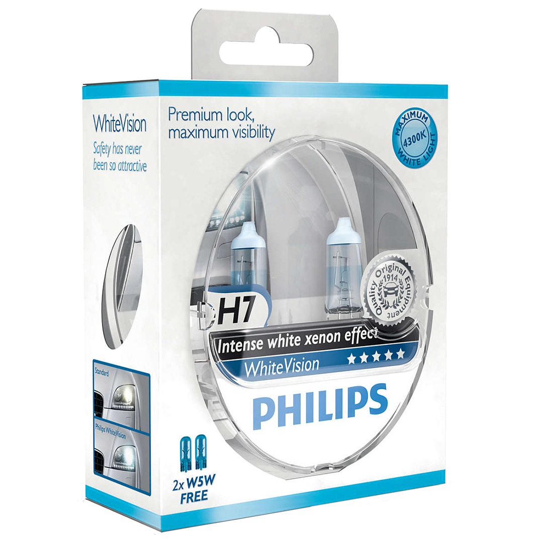 H7 Philips White Vision Headlight Bulbs (Pair)