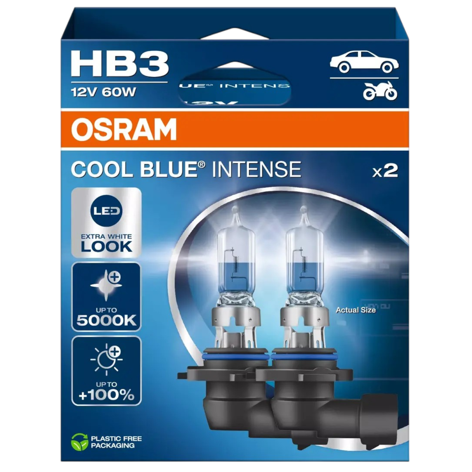 HB3/9005 Osram Cool Blue Intense Next Gen 12V 60/55W Halogen Bulbs (Pair)
